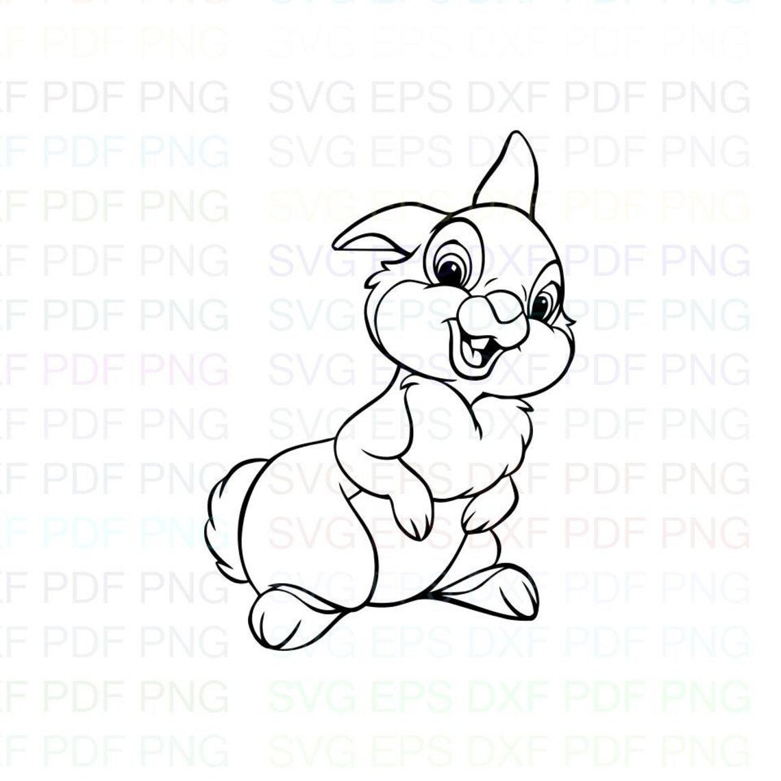 Thumper_happy3 Svg Outline Dxf Eps Pdf Png, Cricut, Cutting File ...