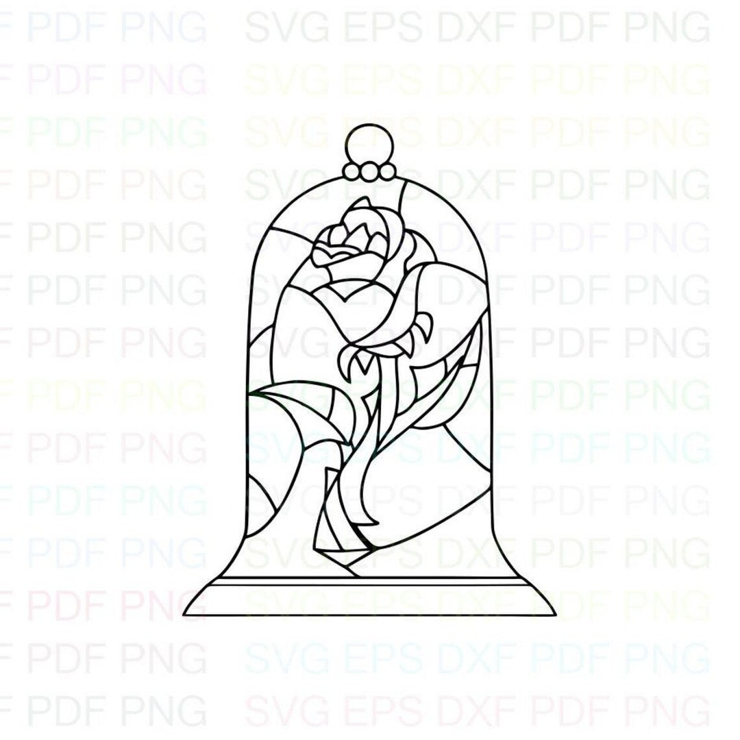 Rose_beauty_and_the_beast Svg Outline Dxf Eps Pdf Png, Cricut, Cutting ...