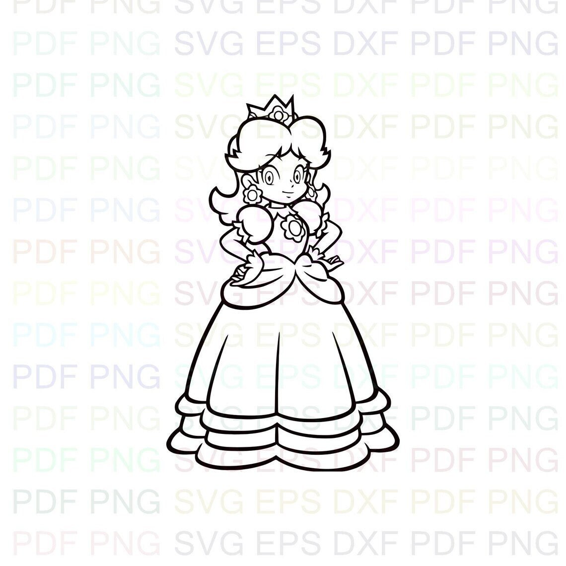 Princess_daisy_super_mario_land Svg Outline Dxf Eps Pdf Png, Cricut ...