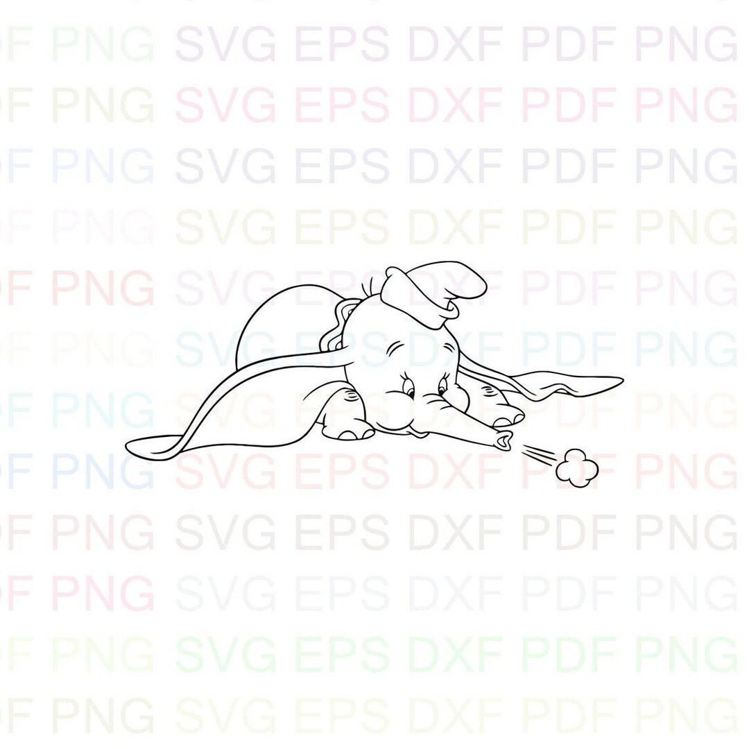 Dumbo_air_blowing Svg Outline Dxf Eps Pdf Png, Cricut, Cutting File ...