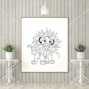 Simba_the_lion_king_20 Svg Outline Dxf Eps Pdf Png, Cricut, Cutting ...