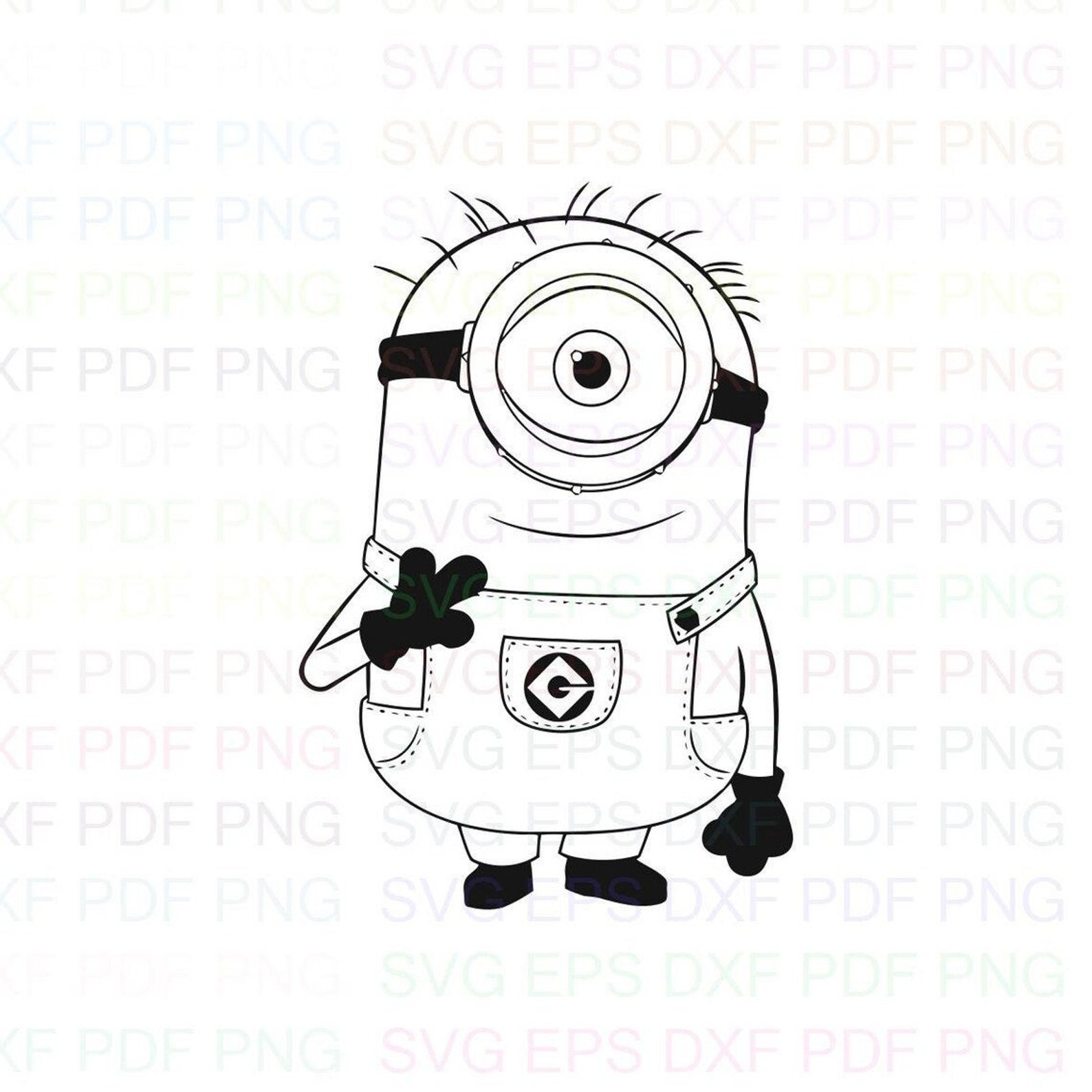 Stuart_the_minion_despicable_me Svg Outline Dxf Eps Pdf Png, Cricut ...
