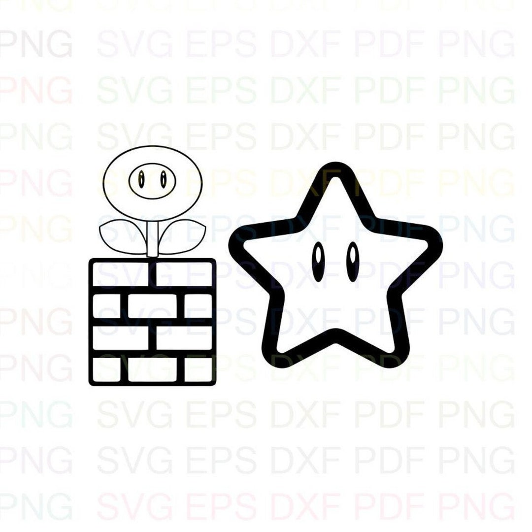 Super_mario_flower_power_and_star Svg Outline Dxf Eps Pdf Png, Cricut ...