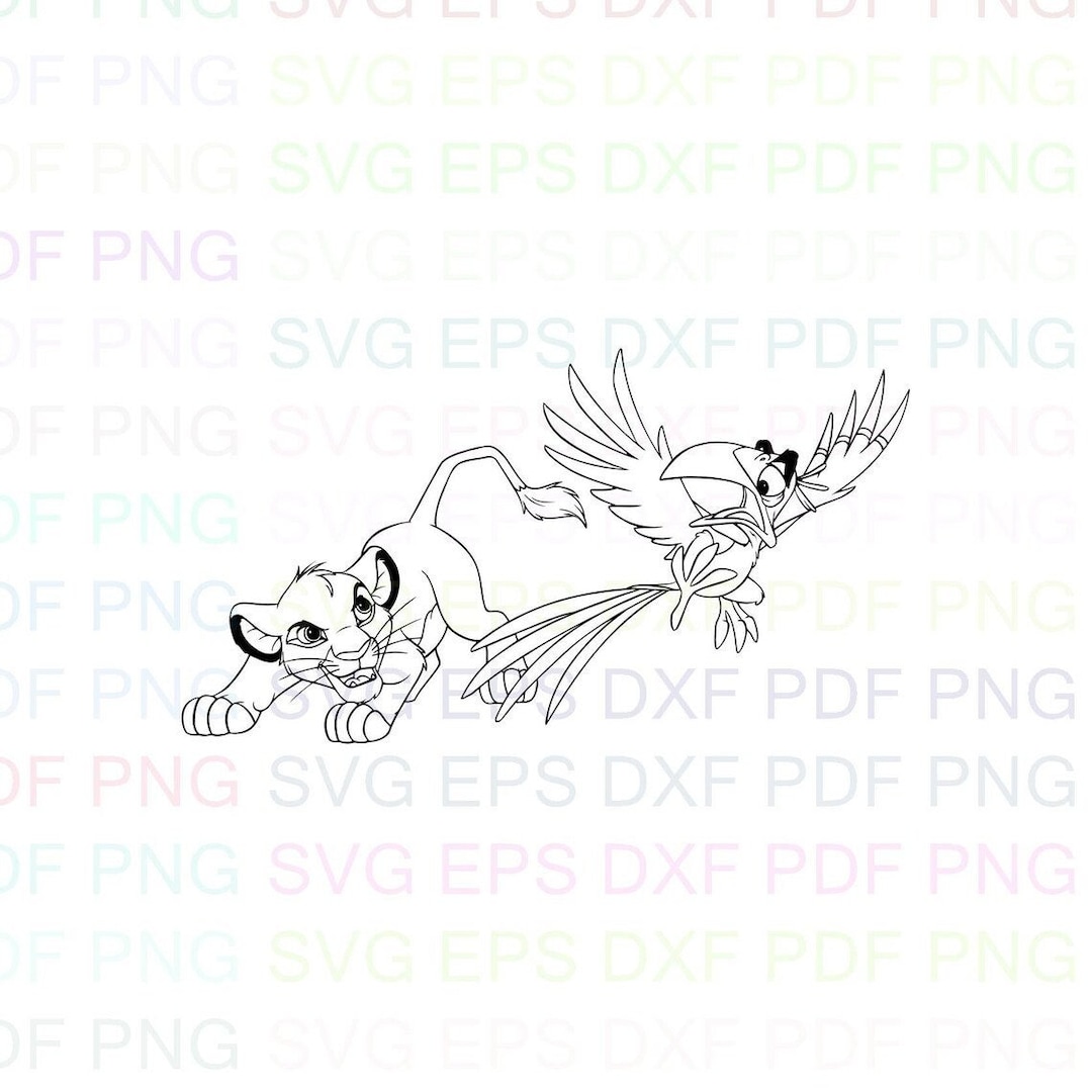 Simba_and_zazu_the_lion_king Svg Outline Dxf Eps Pdf Png, Cricut ...