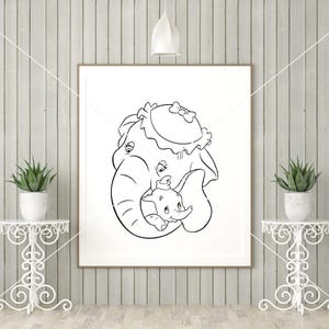 Dumbo_with_his_jumbo_mother_faces_dumbo Svg Outline Dxf Eps Pdf Png ...