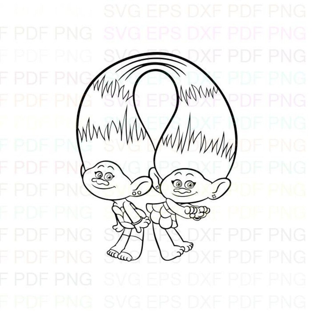 Satin_chenille_2_trolls Svg Outline Dxf Eps Pdf Png, Cricut, Cutting ...