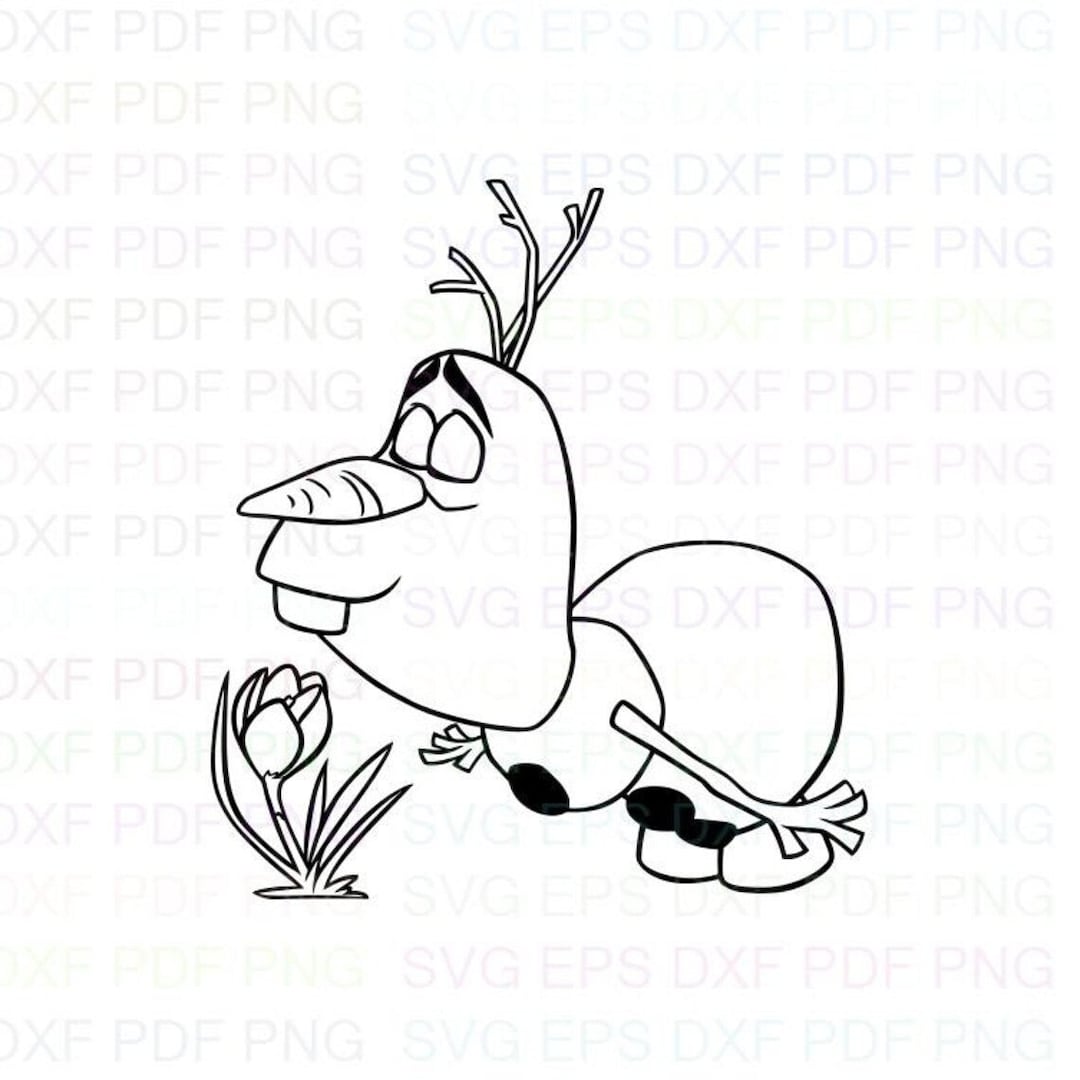 Olaf_flower_frozen Svg Outline Dxf Eps Pdf Png, Cricut, Cutting File ...