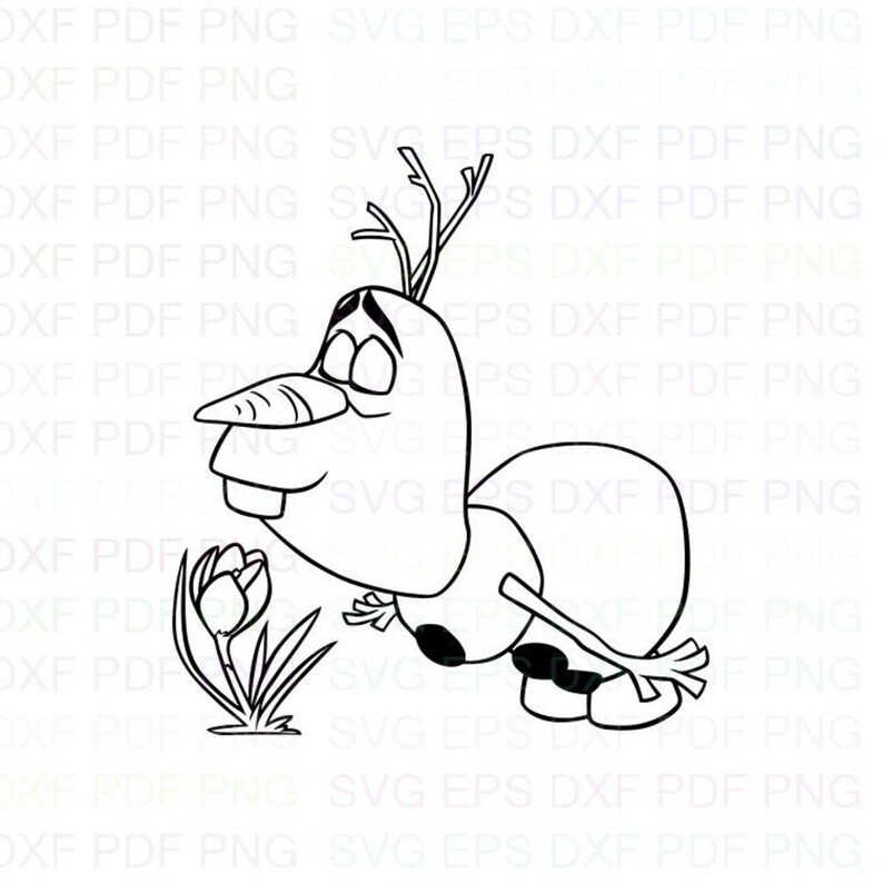 Olaf_flower_frozen Svg Outline Dxf Eps Pdf Png, Cricut, Cutting File ...