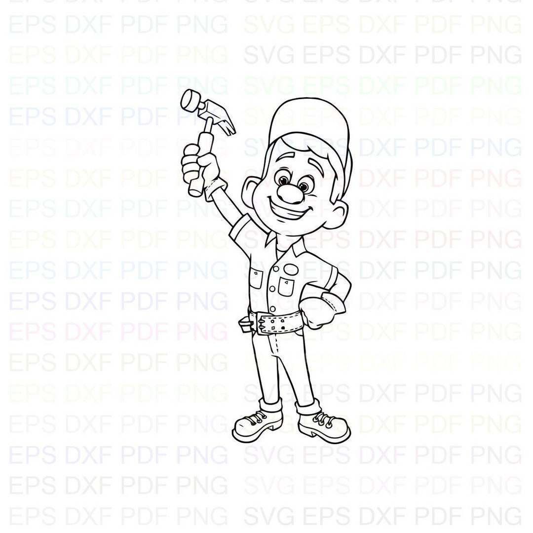 Fix_it_felix_2_wreck_it_ralph Svg Outline Dxf Eps Pdf Png, Cricut ...
