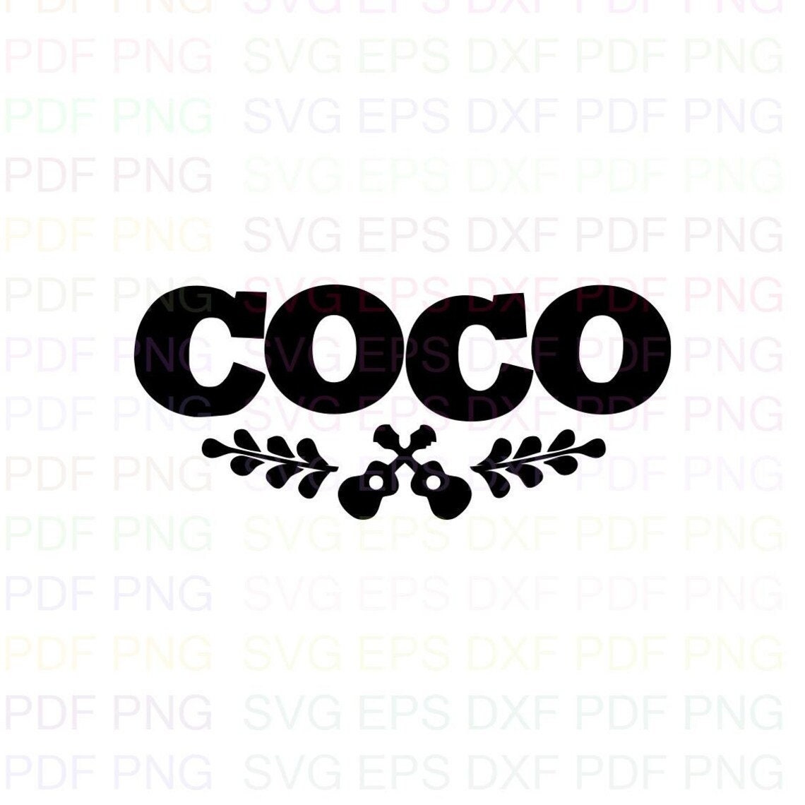 Coco_guitars Svg Outline Dxf Eps Pdf Png, Cricut, Cutting File, Vector ...