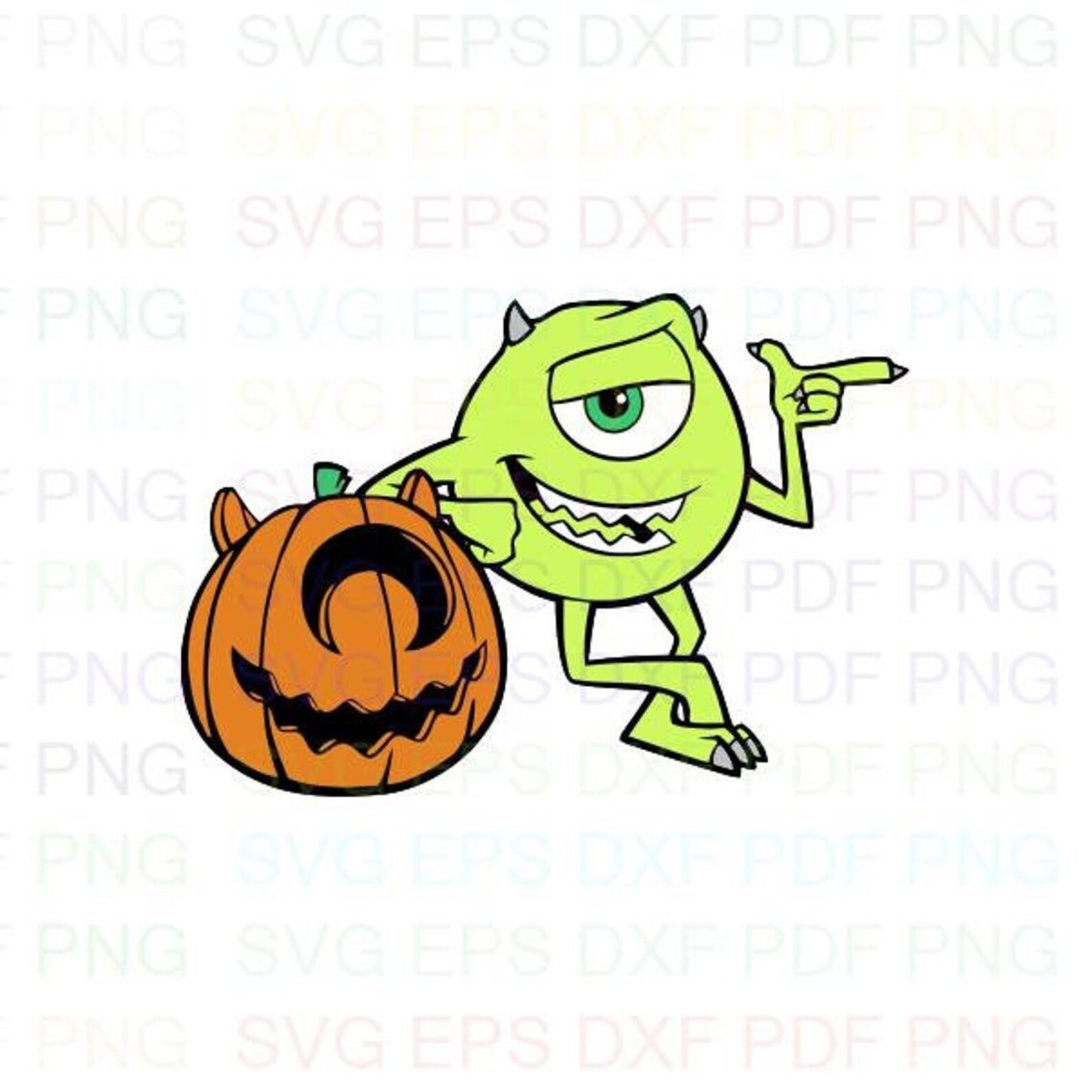 Monsters_inc_mike_wazowski_pumpkin Svg Dxf Eps Pdf Png, Cricut, Cutting ...