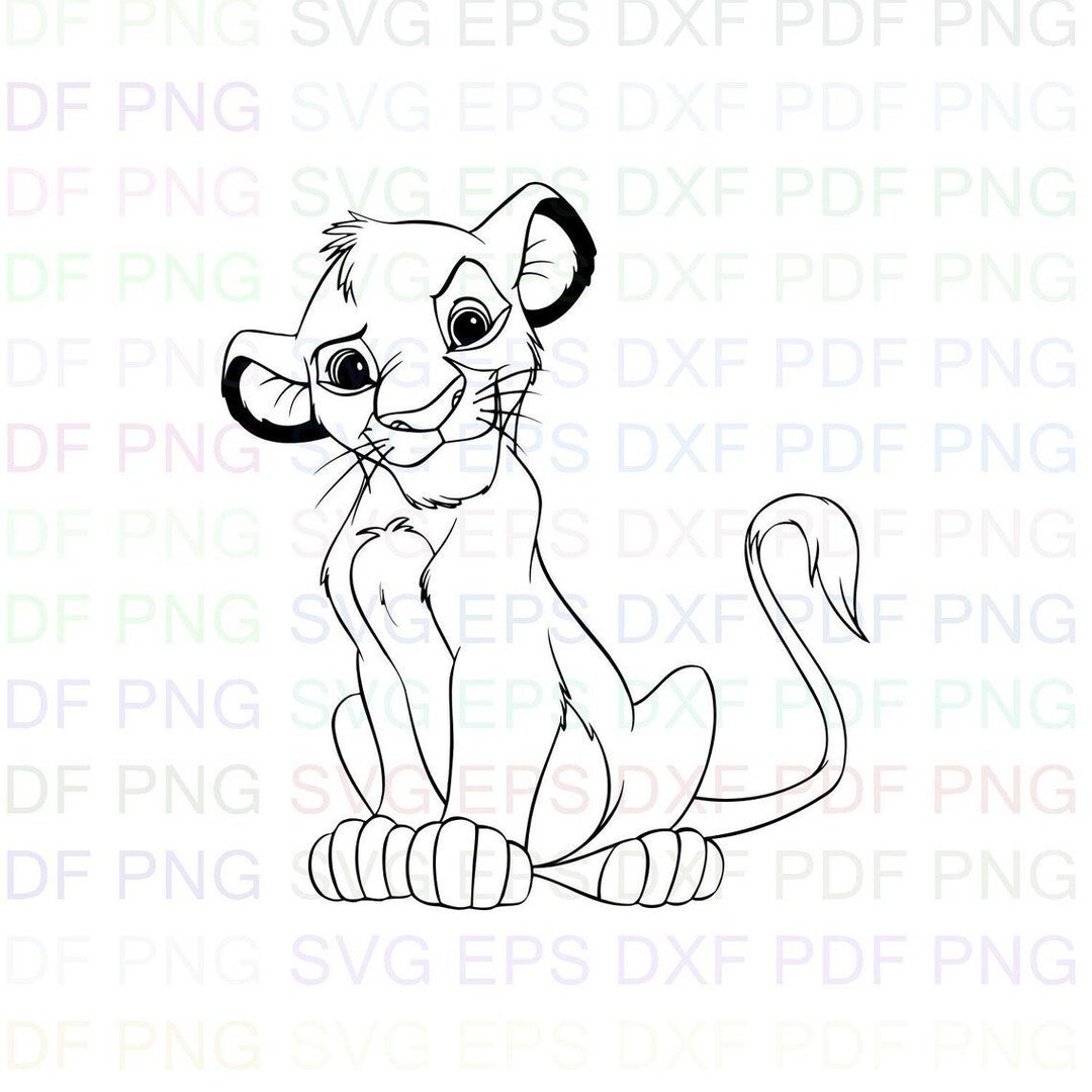 Simba_the_lion_king_2 Svg Outline Dxf Eps Pdf Png, Cricut, Cutting File ...
