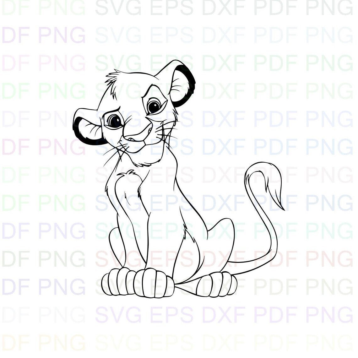 Simba_The_Lion_King_2 SVG Umriss Dxf Eps Pdf Png, Cricut, Plotterdatei, Vektor, Clipart ...