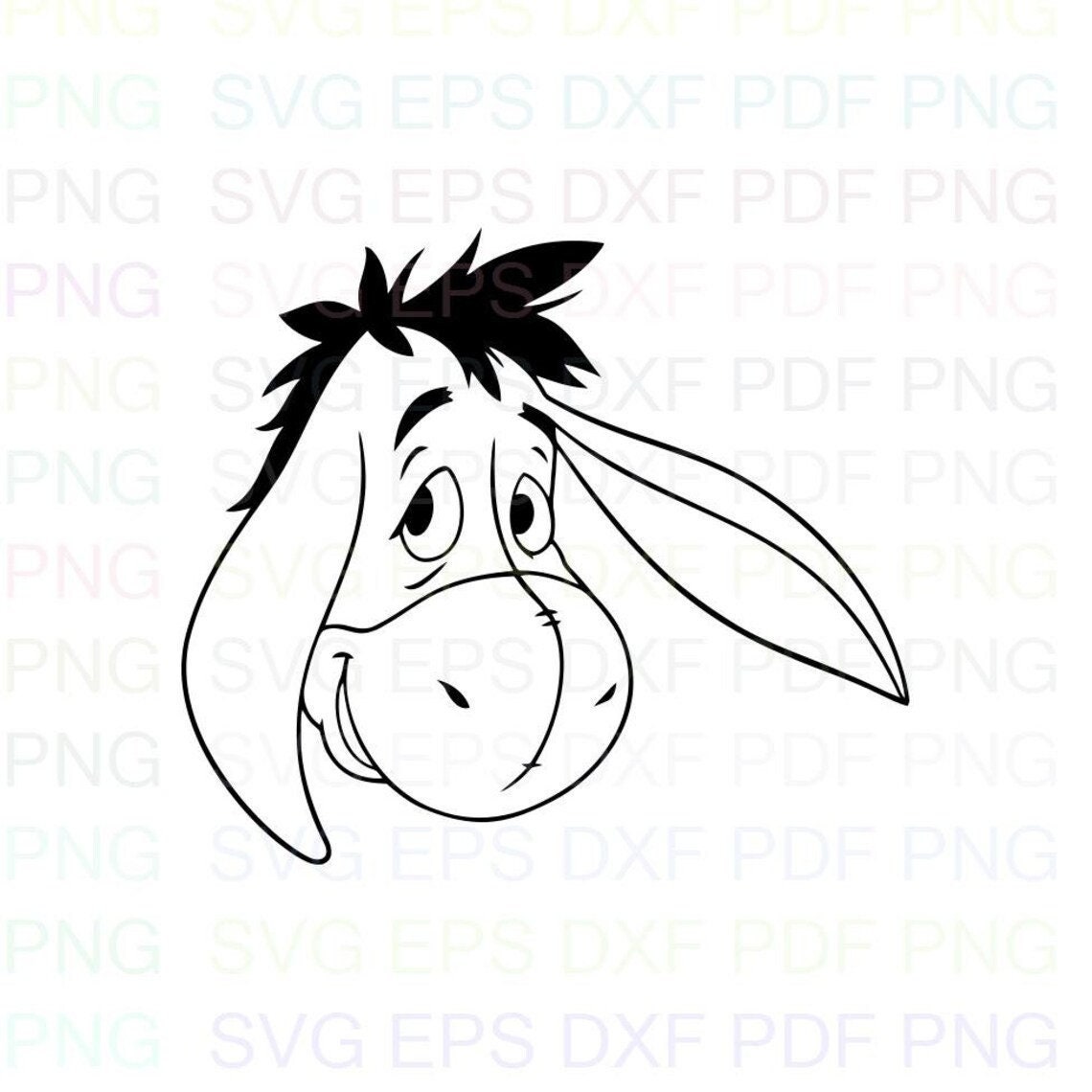 Eeyore_head_donkey_winnie_the_pooh_9 Svg Outline Dxf Eps Pdf Png ...