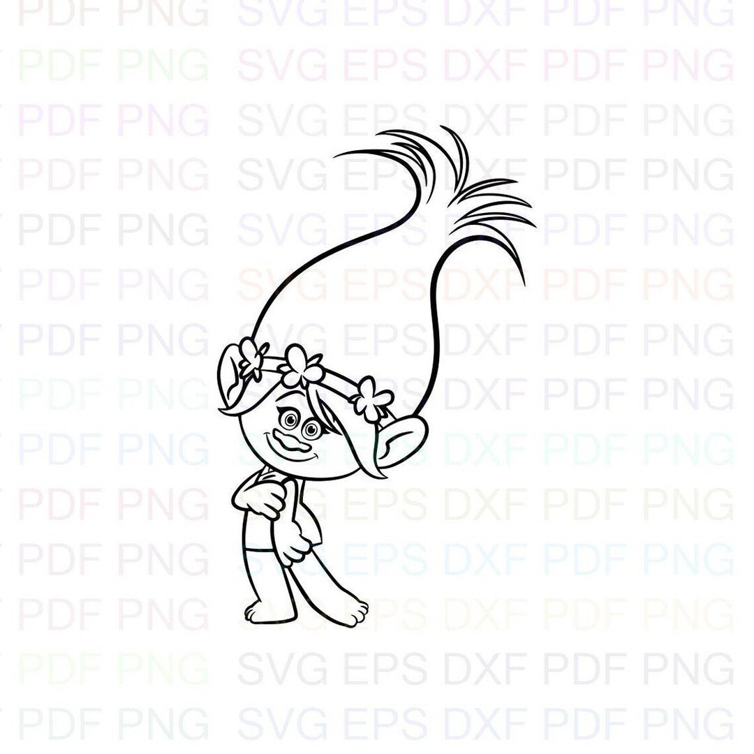 Poppy_smile_trolls Svg Outline Dxf Eps Pdf Png, Cricut, Cutting File ...