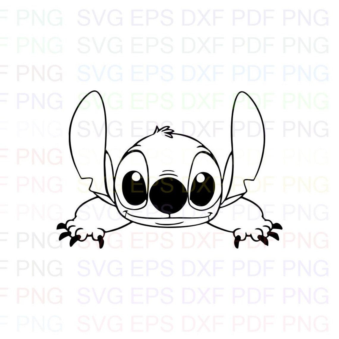 Stitch_peeking_lilo_and_stitch Svg Outline Dxf Eps Pdf Png, Cricut ...