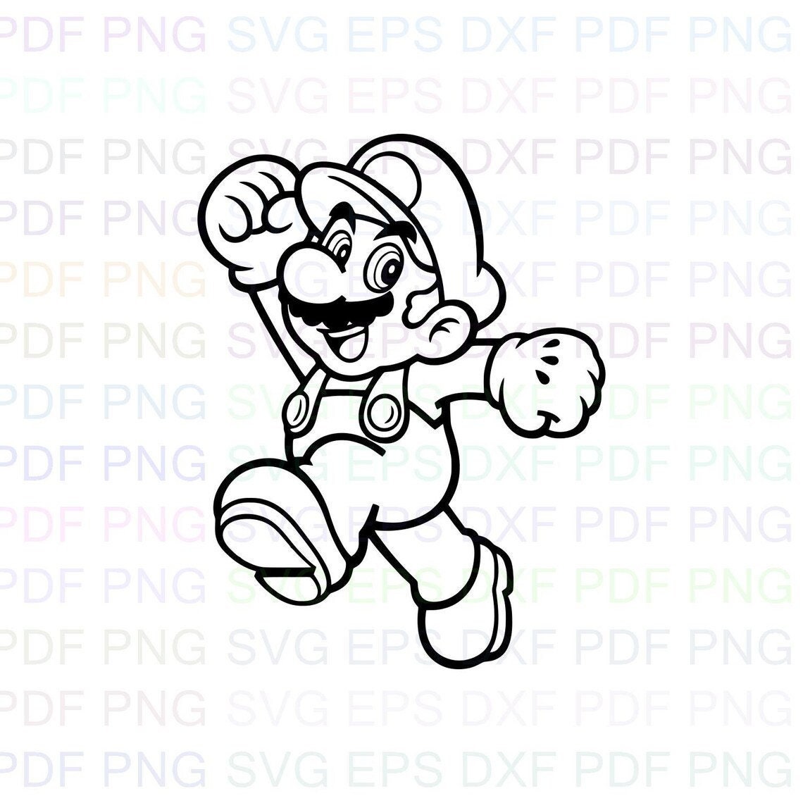 Super_mario_very_happy Svg Outline Dxf Eps Pdf Png, Cricut, Cutting ...