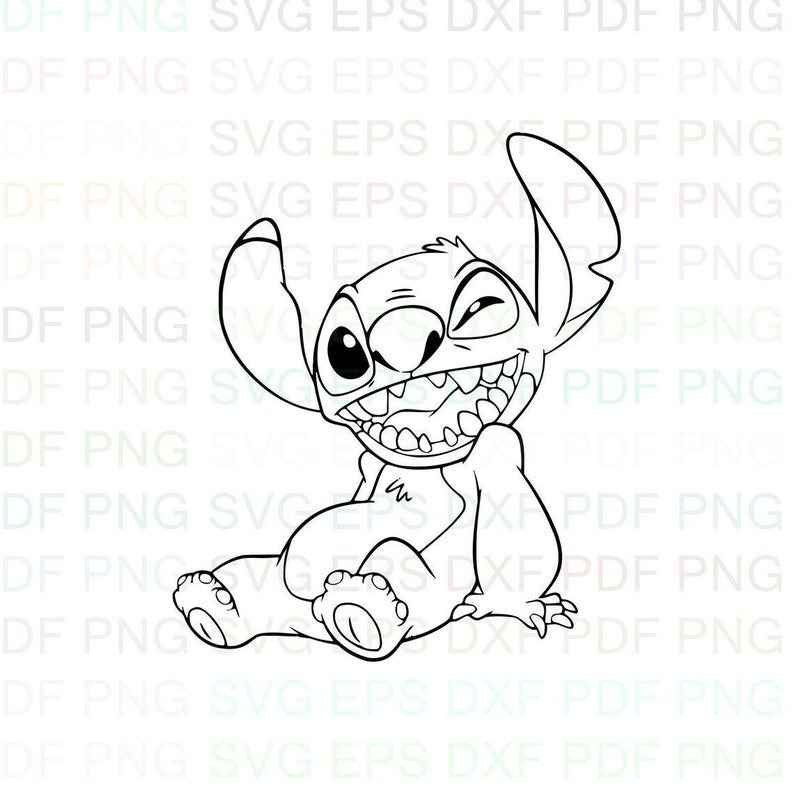 Stitch_smiling_lilo_and_stitch Svg Outline Dxf Eps Pdf Png, Cricut ...