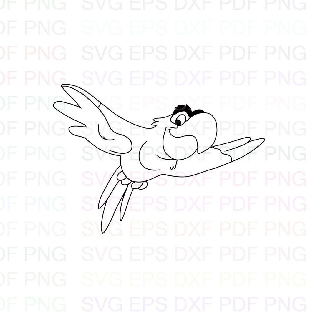 Iago_flying_aladdin Svg Outline Dxf Eps Pdf Png, Cricut, Cutting File ...