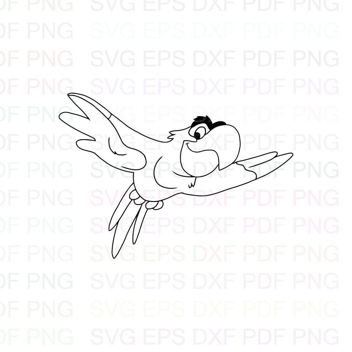 Iago_flying_aladdin Svg Outline Dxf Eps Pdf Png, Cricut, Cutting File ...