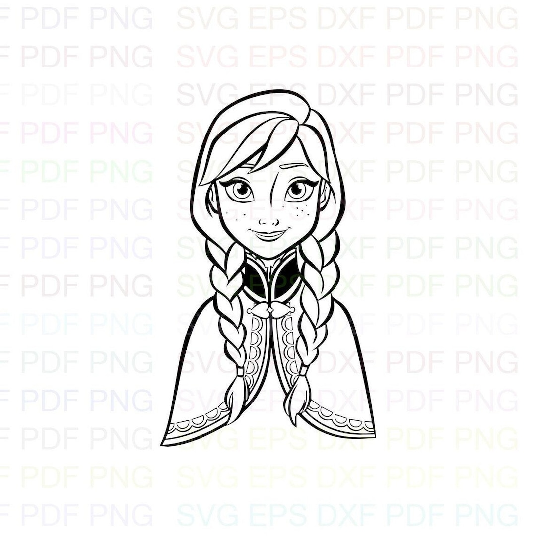 Frozen_anna Svg Outline Dxf Eps Pdf Png, Cricut, Cutting File, Vector ...