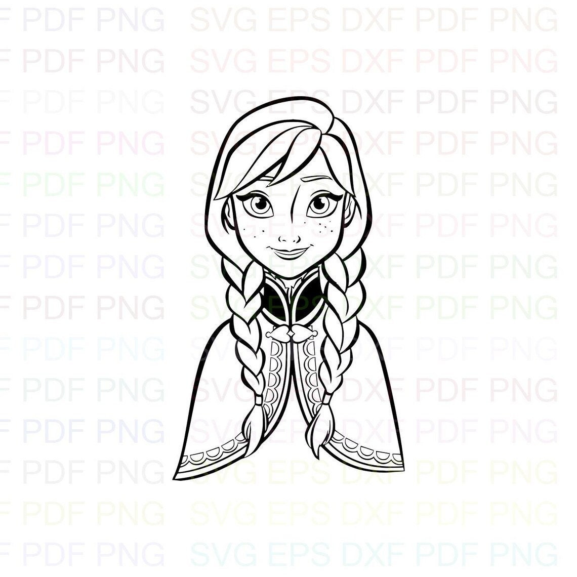 Frozen_anna Svg Outline Dxf Eps Pdf Png, Cricut, Cutting File, Vector ...