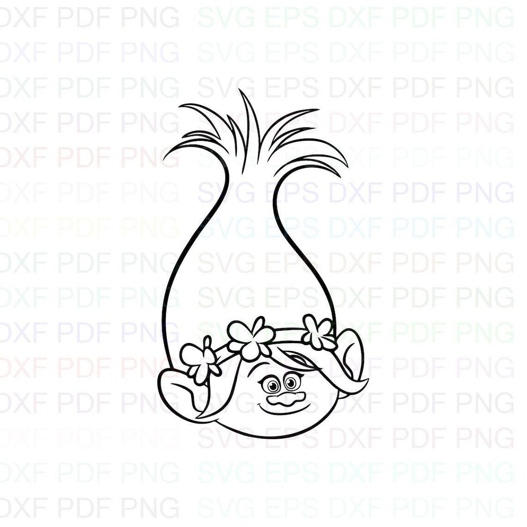 Poppy_head_trolls Svg Outline Dxf Eps Pdf Png, Cricut, Cutting File ...