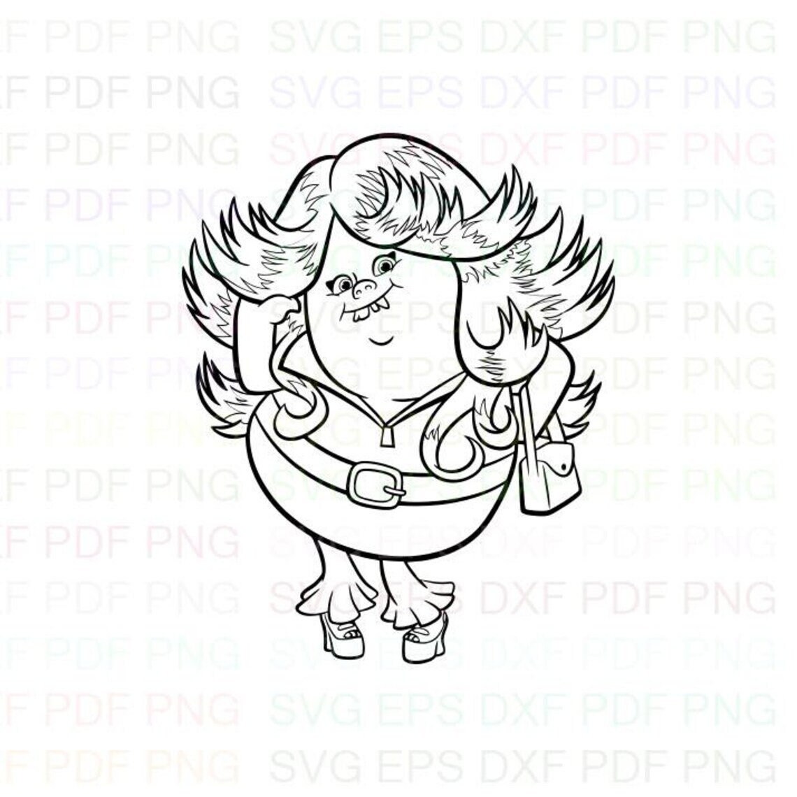 Beautiful_bridget_trolls Svg Outline Dxf Eps Pdf Png, Cricut, Cutting ...