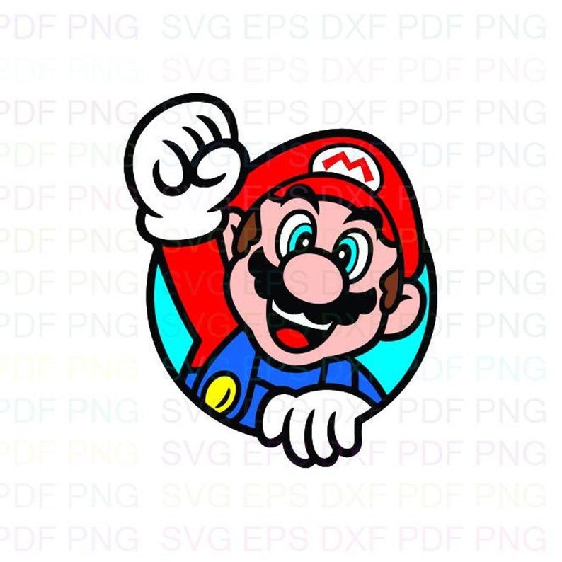 Super_mario_bros_waving_his_hand_through_a_circle_2 Svg Dxf Eps Pdf Png ...