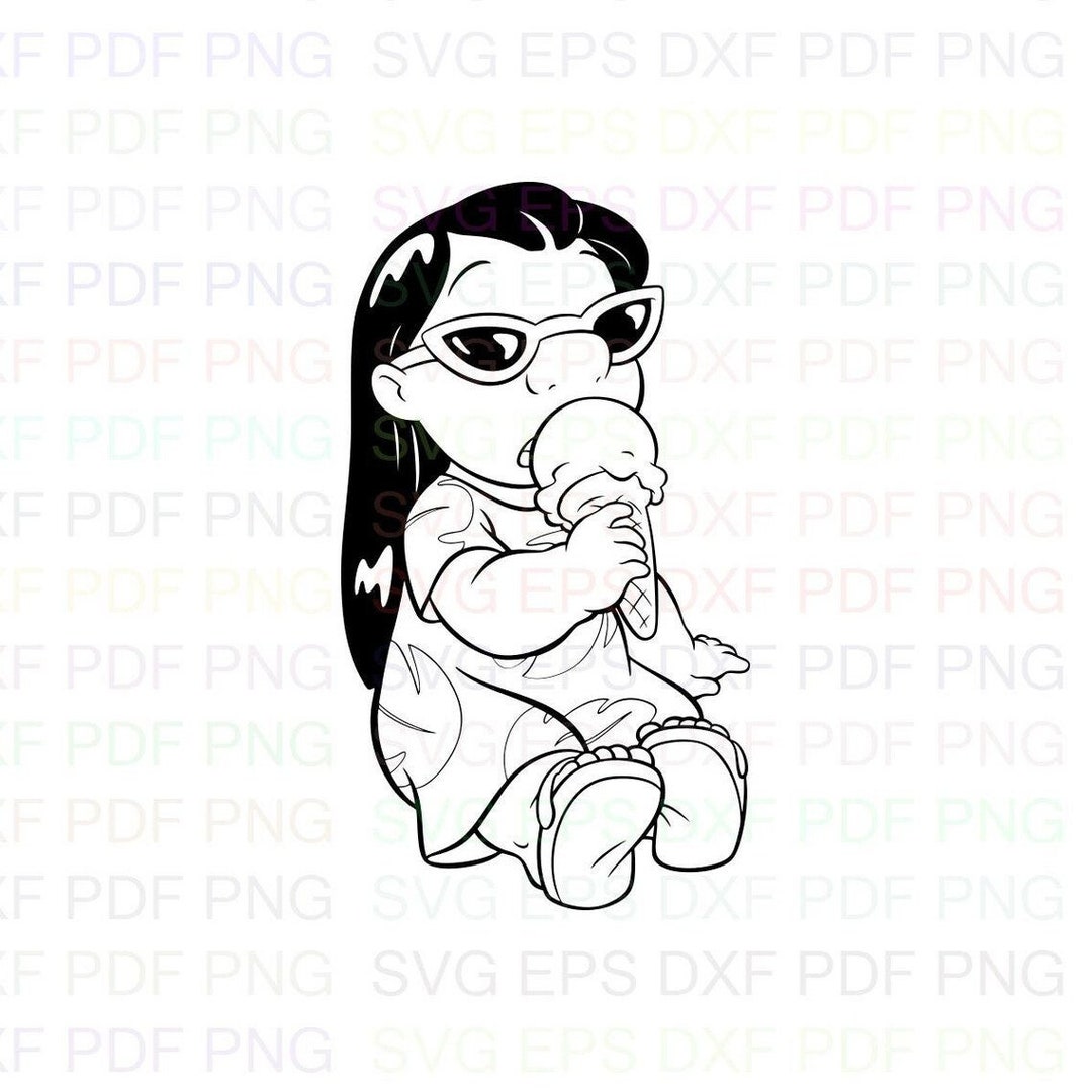 Lilo_ice_cream_lilo_and_stitch Svg Outline Dxf Eps Pdf Png, Cricut ...