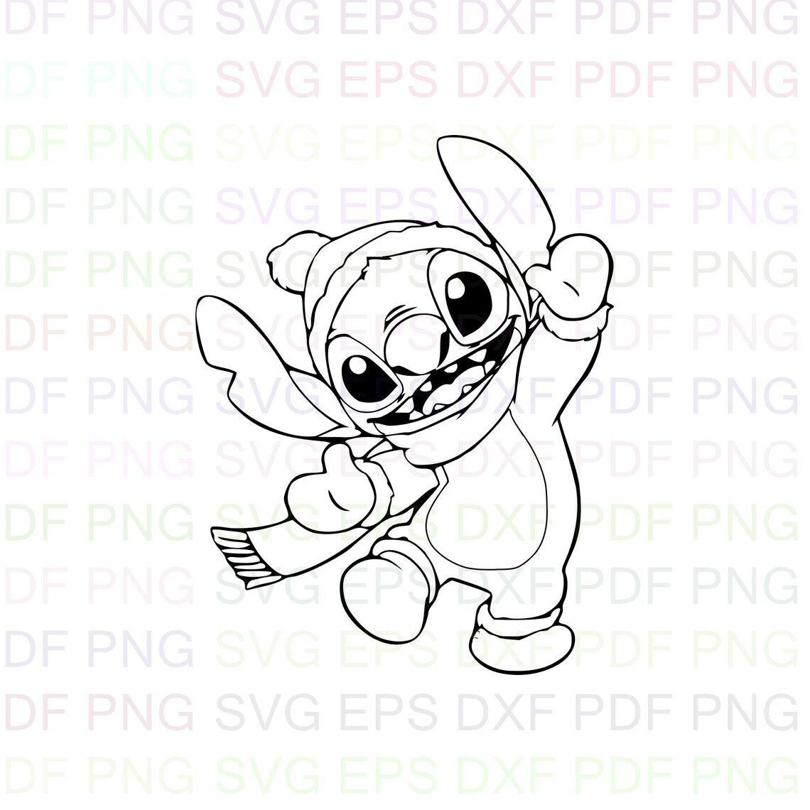 Stitch_winter_lilo_and_stitch Svg Outline Dxf Eps Pdf Png, Cricut ...