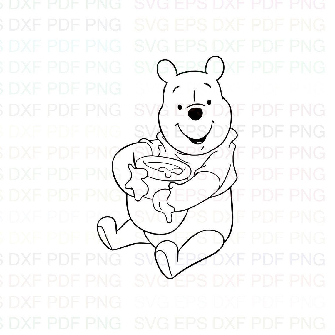 Bear_winnie_the_pooh_24 Svg Outline Dxf Eps Pdf Png, Cricut, Cutting ...