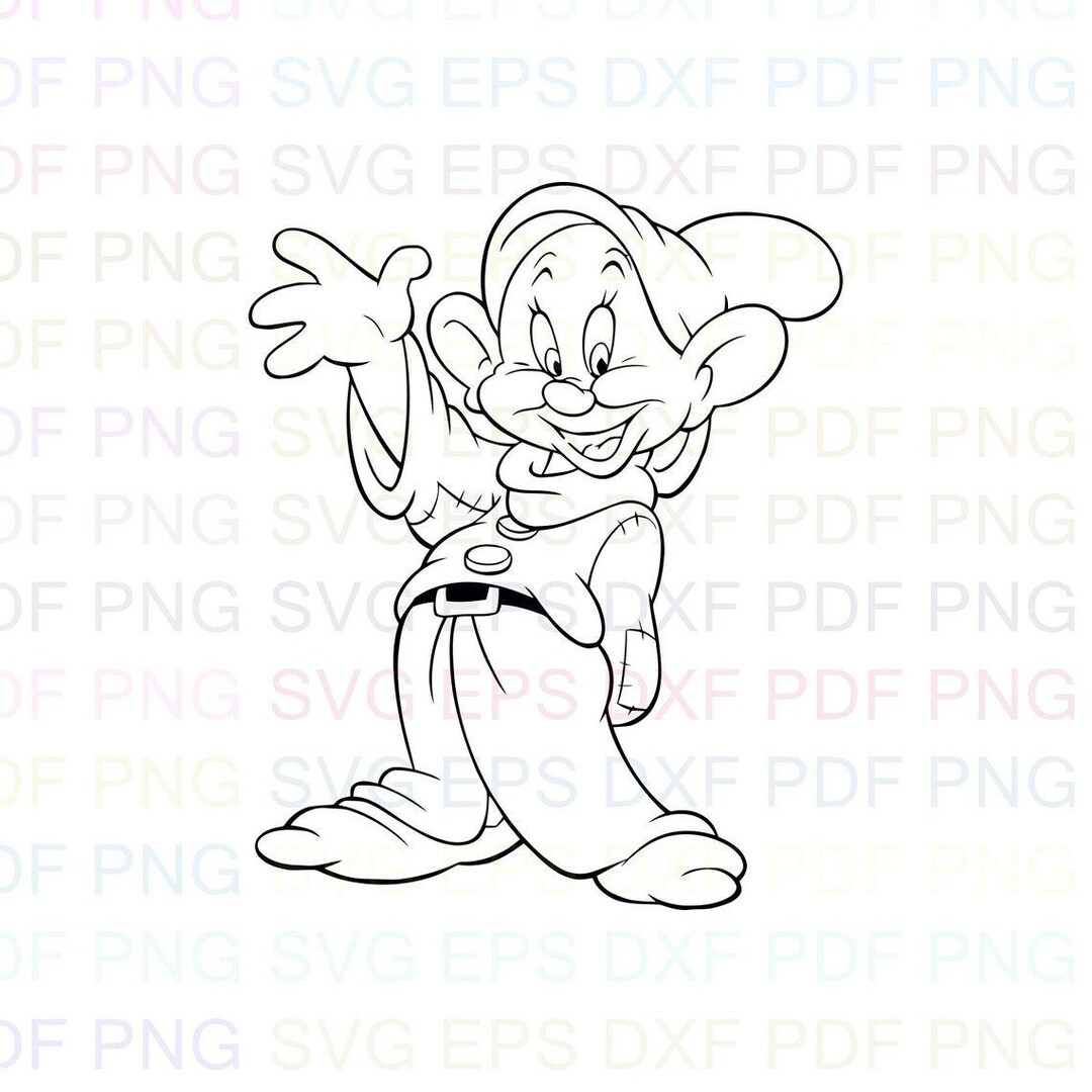 Dopey_snow_white_and_the_seven_dwarfs Svg Outline Dxf Eps Pdf Png ...
