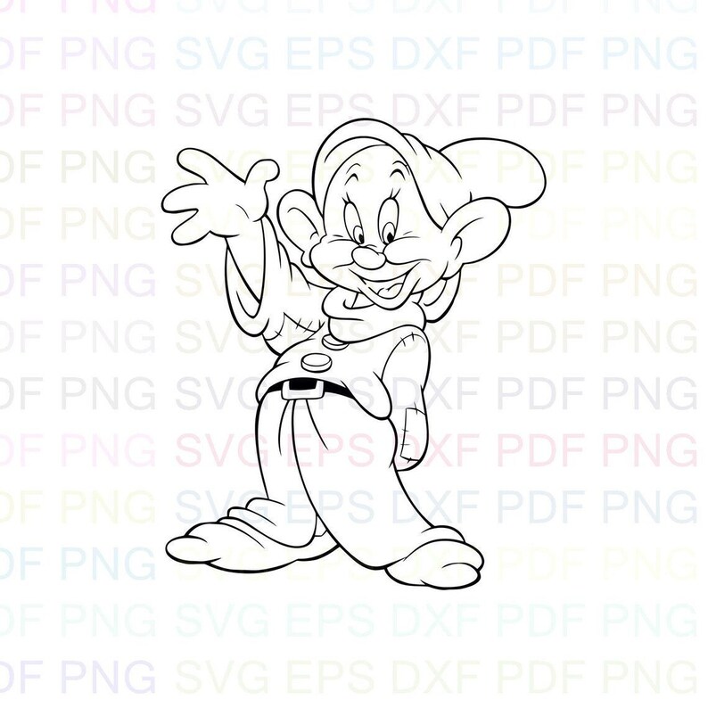 Dopey_snow_white_and_the_seven_dwarfs Svg Outline Dxf Eps Pdf Png ...