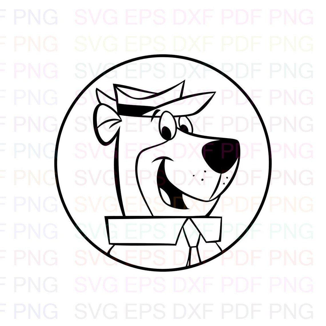 Yogi_bear_face_with_circle Svg Outline Dxf Eps Pdf Png, Cricut, Cutting ...