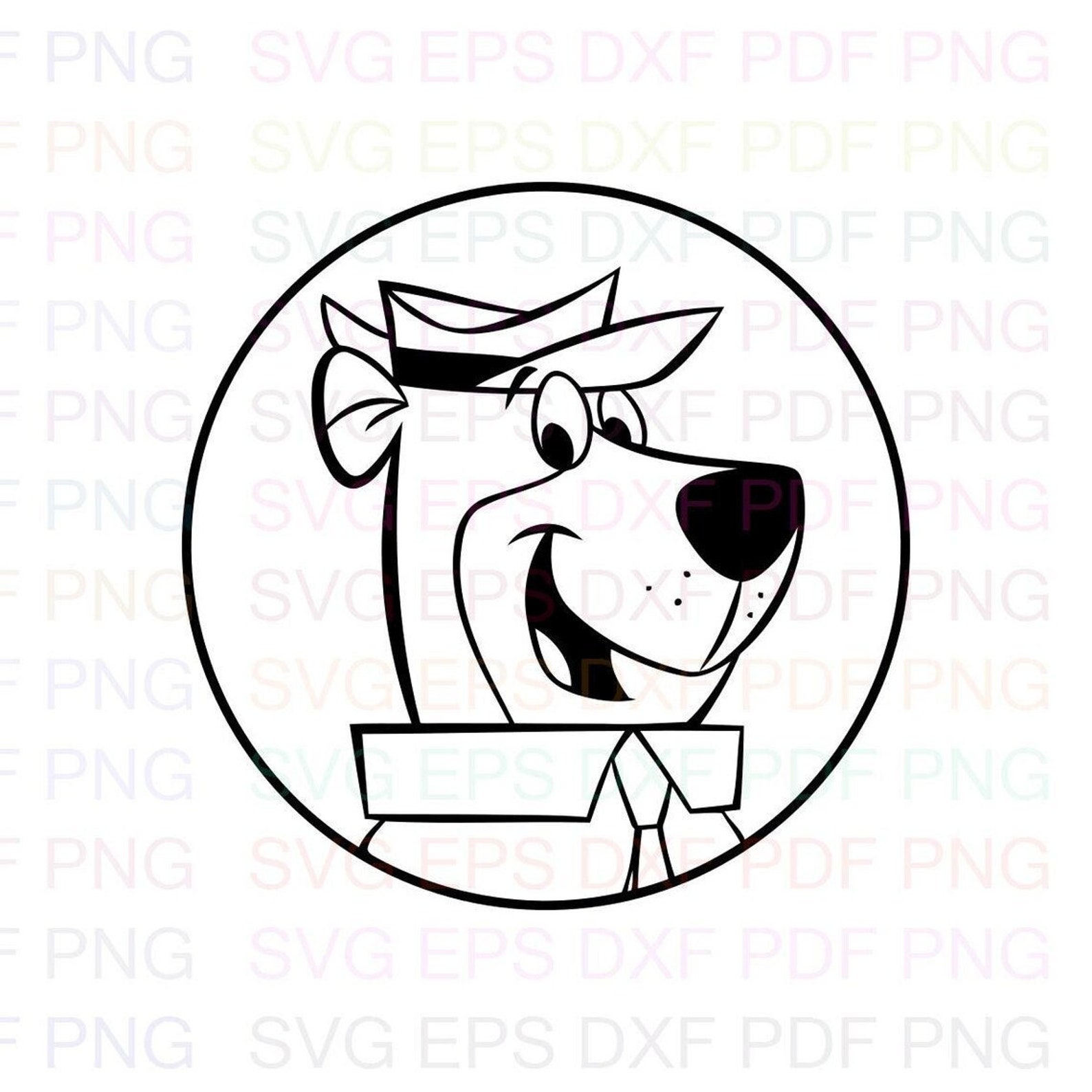 Yogi_bear_face_with_circle Svg Outline Dxf Eps Pdf Png, Cricut, Cutting ...