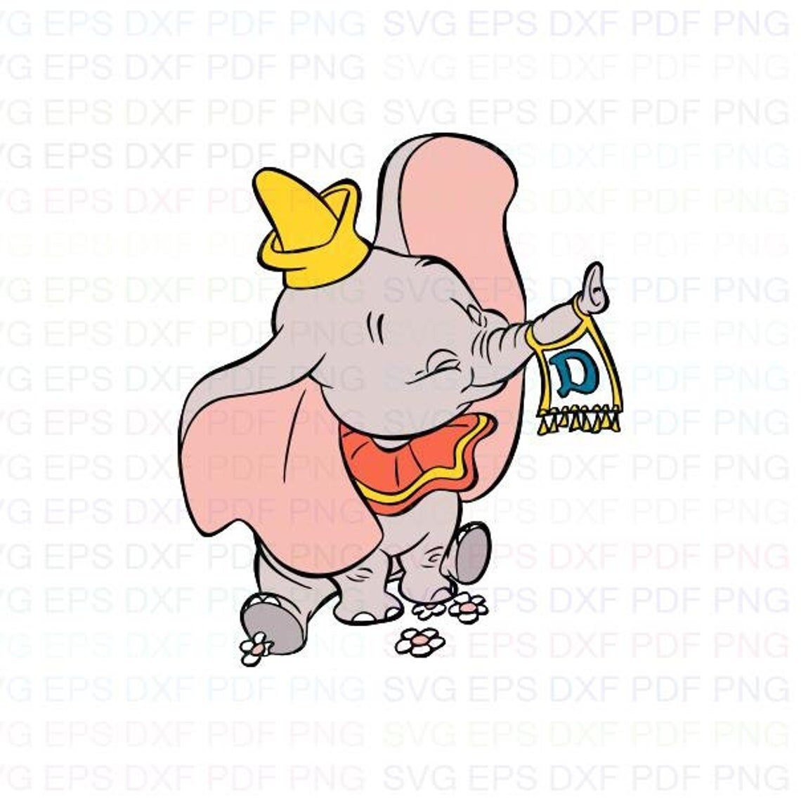 Dumbo_elephant_trumpeting Svg Dxf Eps Pdf Png, Cricut, Cutting File ...