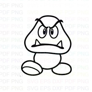 Goomba_super_mario Svg Outline Dxf Eps Pdf Png, Cricut, Cutting File ...