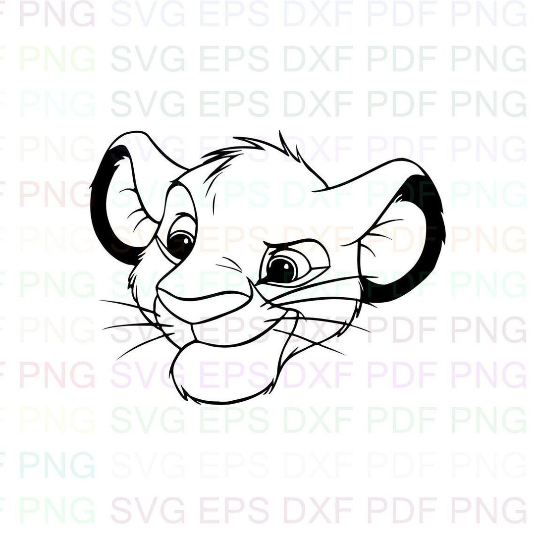 Simba_the_lion_king_24 Svg Outline Dxf Eps Pdf Png, Cricut, Cutting ...