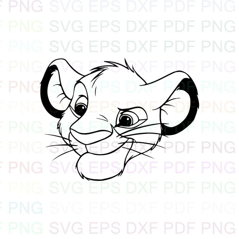 Simba_the_lion_king_24 Svg Outline Dxf Eps Pdf Png, Cricut, Cutting ...