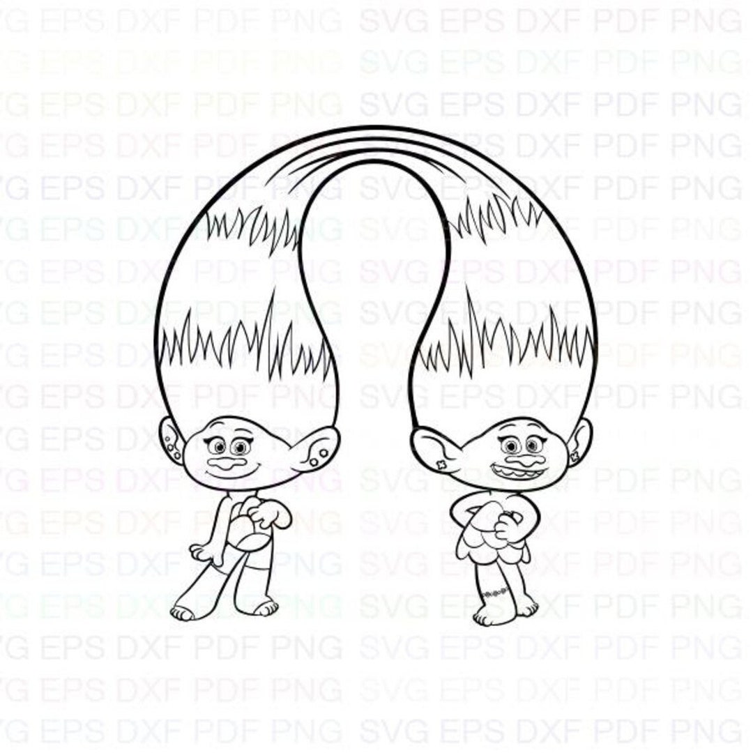 Satin_chenille_3_trolls Svg Outline Dxf Eps Pdf Png, Cricut, Cutting ...