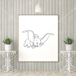 Dumbo_flying_elephant_3 Svg Outline Dxf Eps Pdf Png, Cricut, Cutting ...
