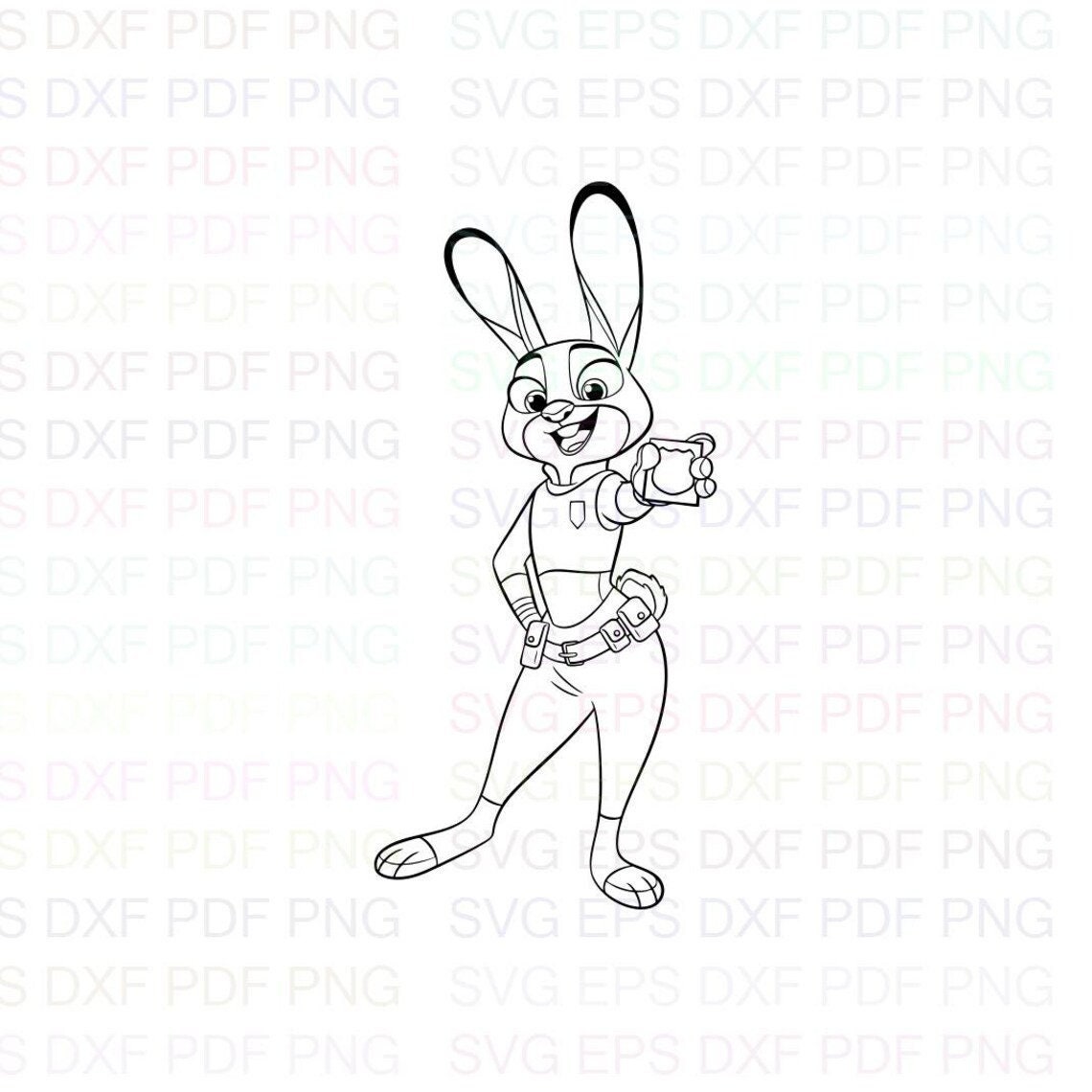 Judy_hopps_zootopia Svg Outline Dxf Eps Pdf Png, Cricut, Cutting File ...