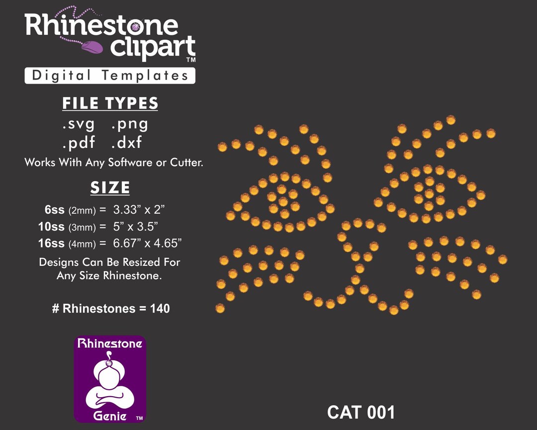 Rhinestone Clipart - CAT 001 - Rhinestone Template Cut File Digital ...
