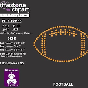 Rhinestone Clipart - FOOTBALL 5" - Rhinestone Template Cut File Digital ...