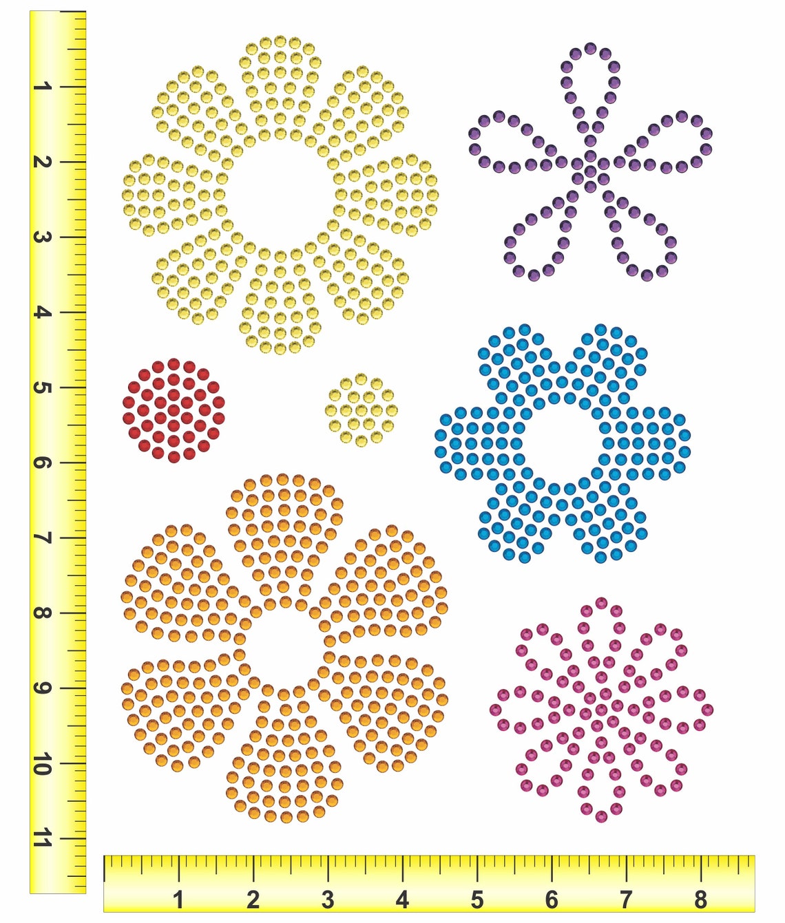 Magnetic Rhinestone Template Set FLOWERS 001 - Etsy