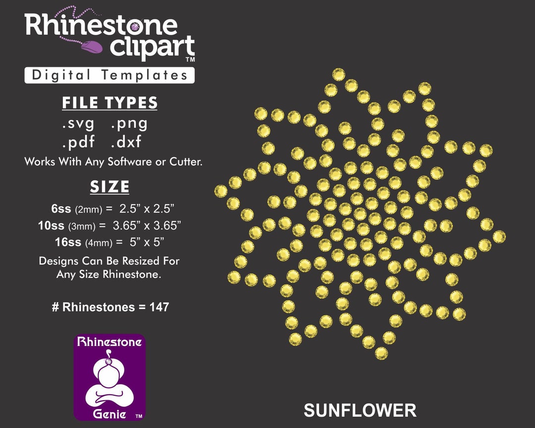 Rhinestone Clipart - SUNFLOWER - Rhinestone Template Cut File Digital ...