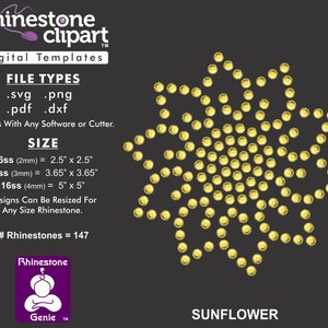 Rhinestone Clipart - SUNFLOWER - Rhinestone Template Cut File Digital ...