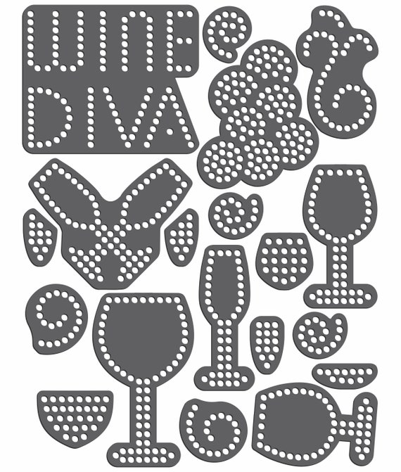 Magnetic Rhinestone Templates WINE DIVA - Etsy