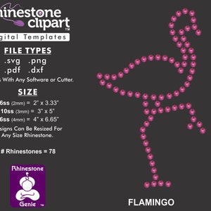 Rhinestone Clipart - FLAMINGO - Rhinestone Template Cut File Digital ...